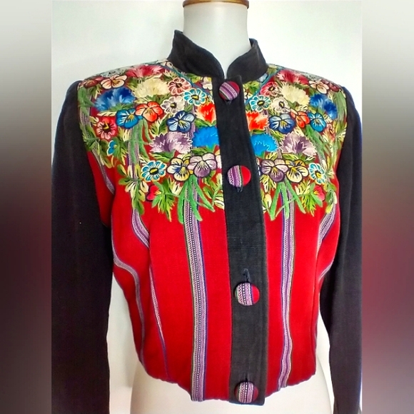 Milagros | Jackets & Coats | Vintage Hand Loomed Embroidered Crop ...